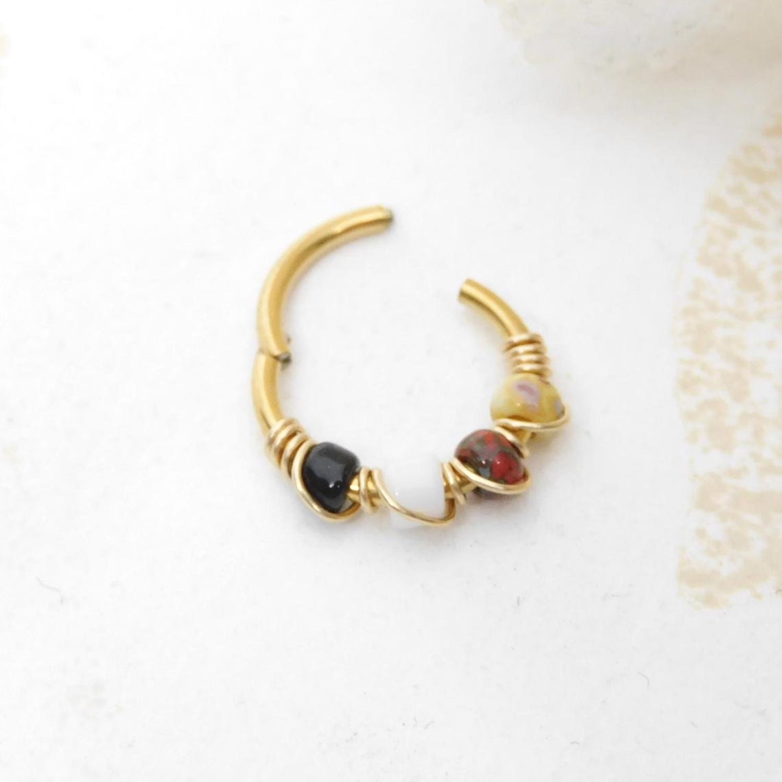 16g Ombre Picasso Bead Septum Clicker Hoop, Cartilage Earring, Hinged ...