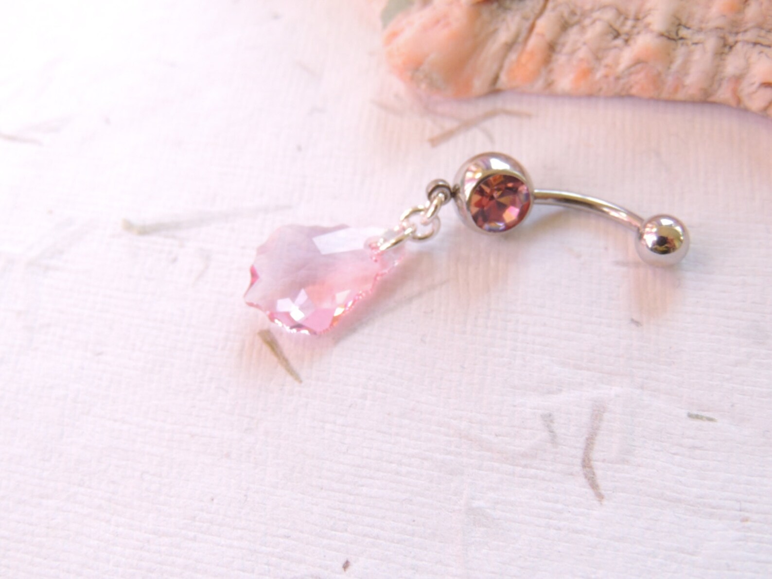 Belly Button Ring With Swarovski Crystal Crystal Belly Ring | Etsy