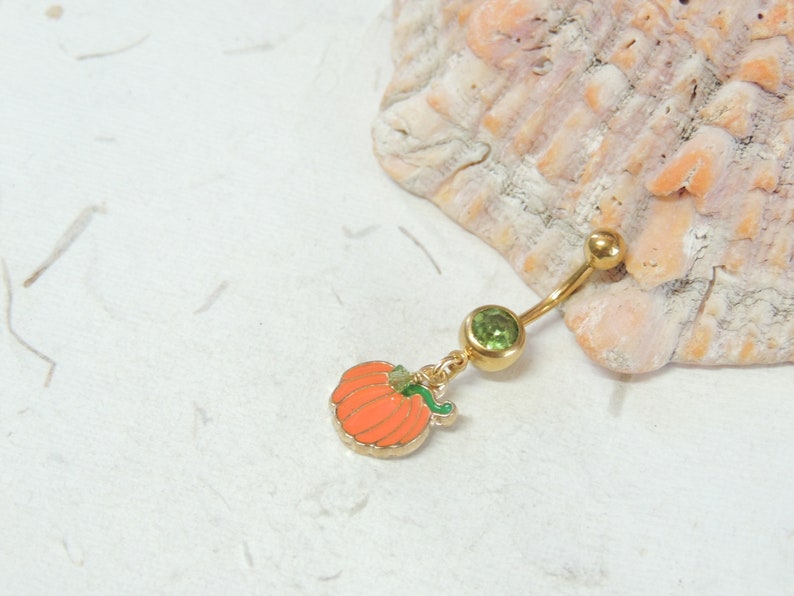 Golden Pumpkin Belly Button Navel Ring Fall Belly Ring Navel - Etsy