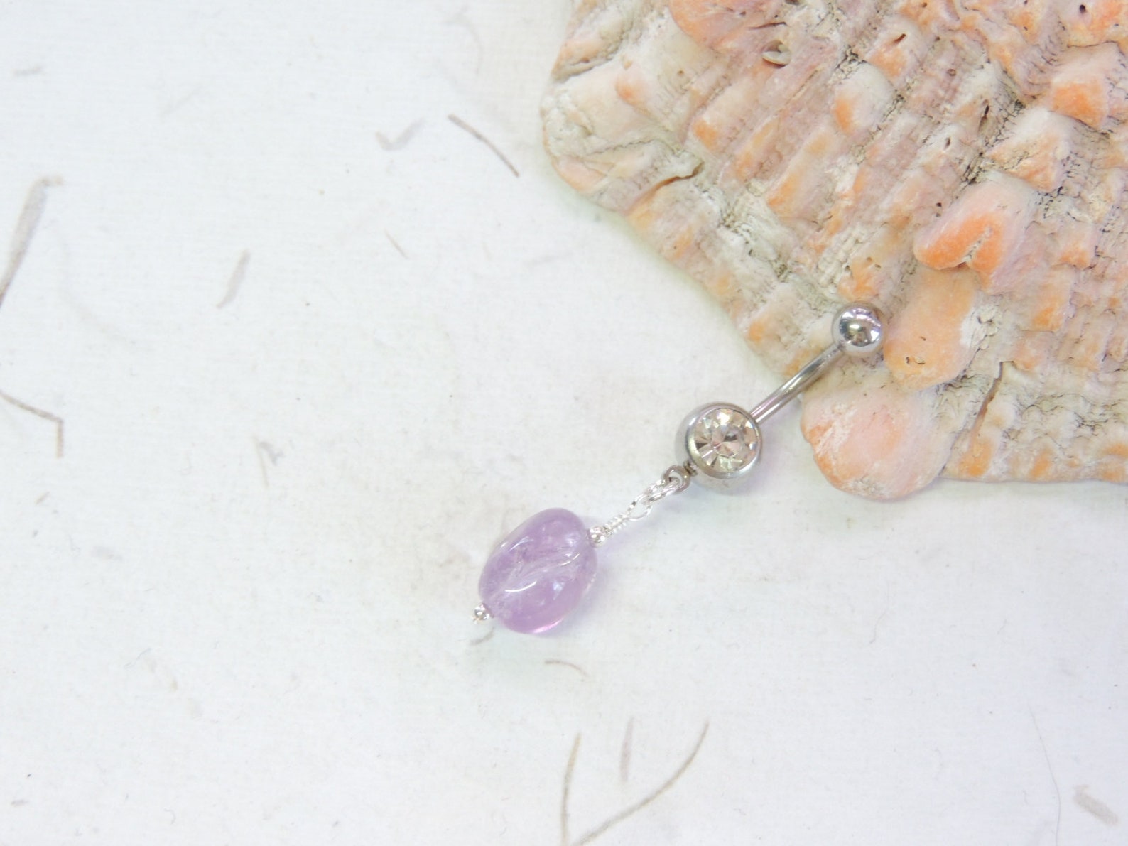 Gemstone Dangle Belly Ring, Amethyst Belly Ring, Stone Belly Ring, Body ...