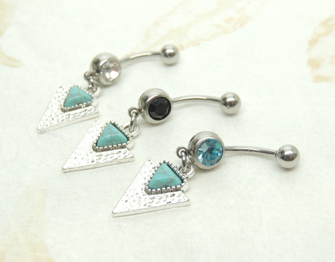 Turquoise Arrowhead Belly Ring Dangle Belly Ring Turquoise | Etsy