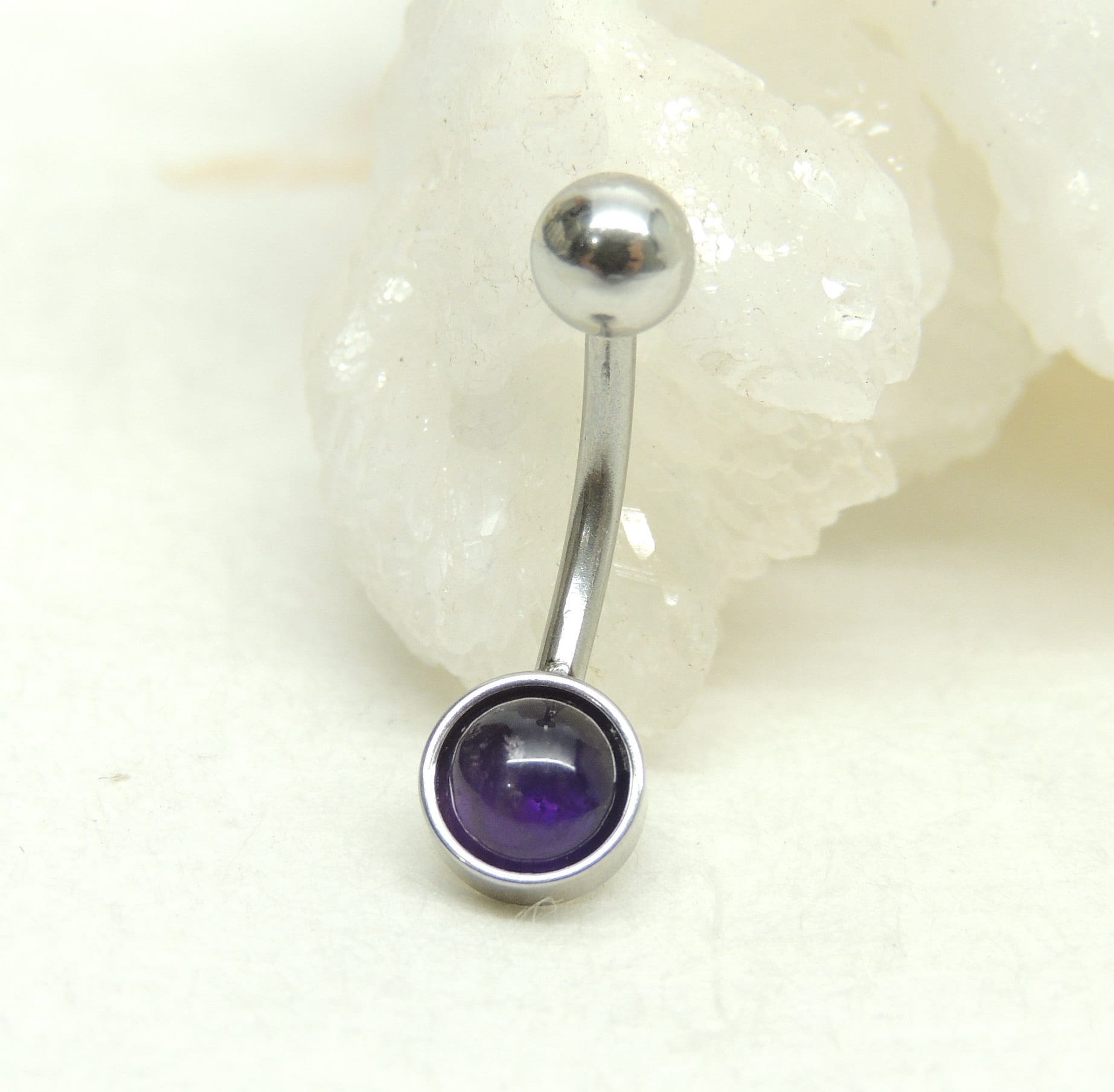 Natural Amethyst Belly Ring Small 6mm Stone, Gemstone Belly Ring, Navel ...