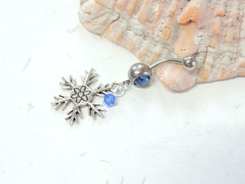 Snowflake Belly Button Ring Belly Button Jewelry Dangle - Etsy
