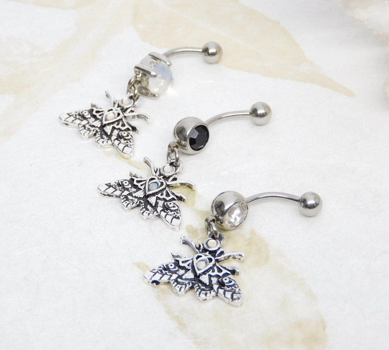 Moth Belly Ring You Choose Barbell Color Belly Button - Etsy