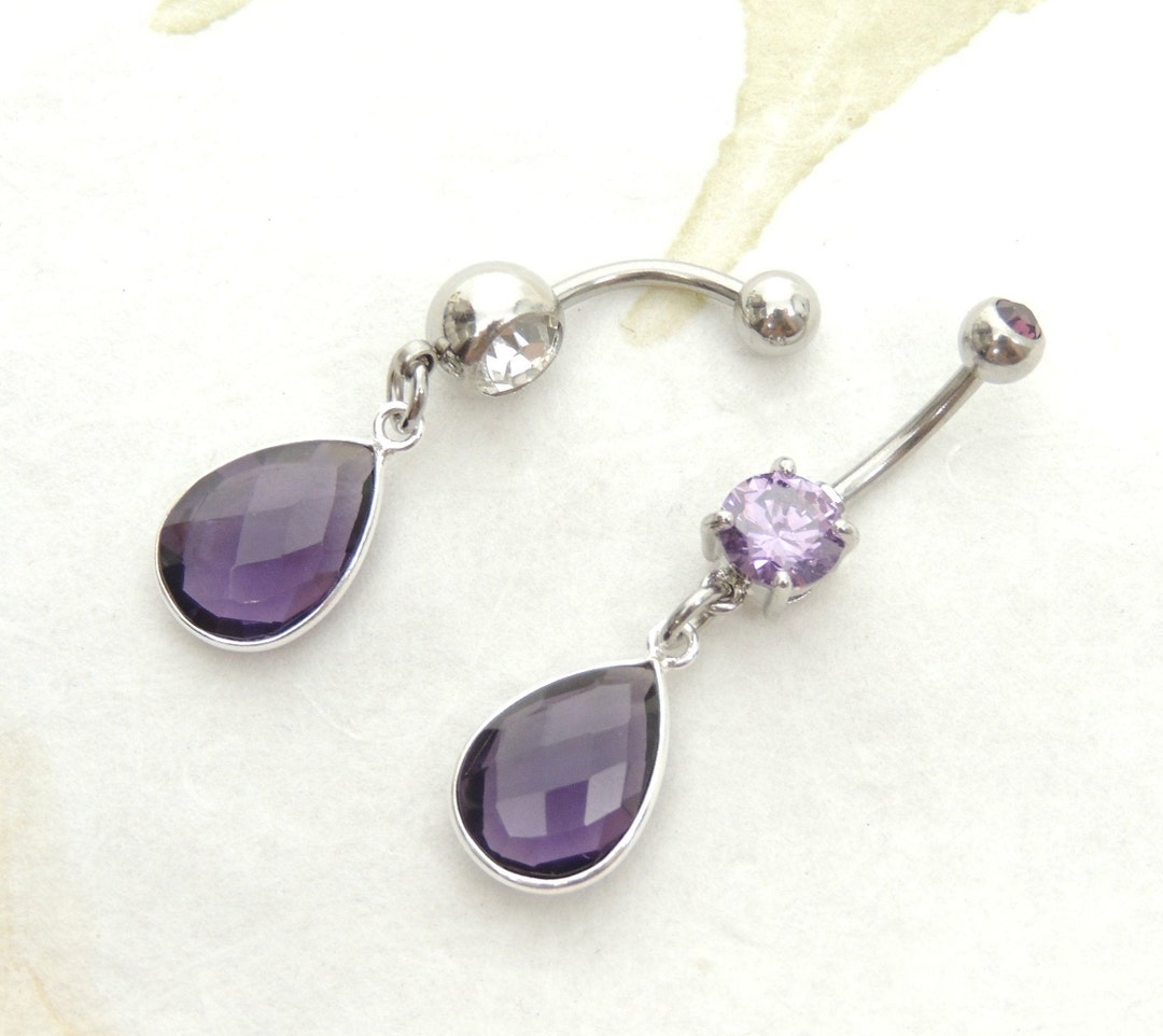 Amethyst Belly Ring You Choose Style, Teardrop Belly Ring, Gemstone ...