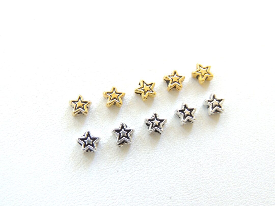 10 Pc. Tiny Small Star Beads You Choose Finish, Star Charm Beads ...