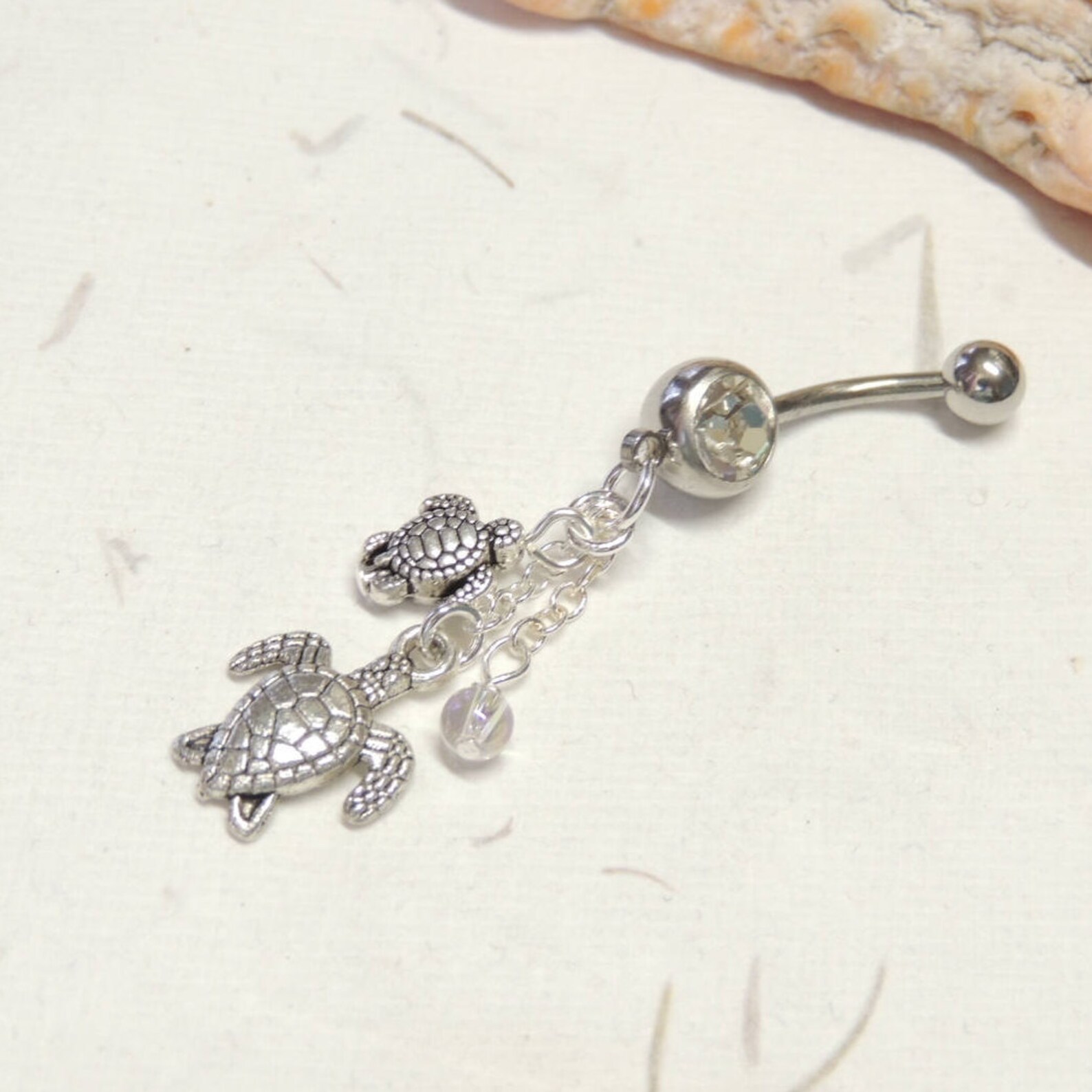 Turtle Belly Button Ring You Choose Barbell Mom and Baby | Etsy