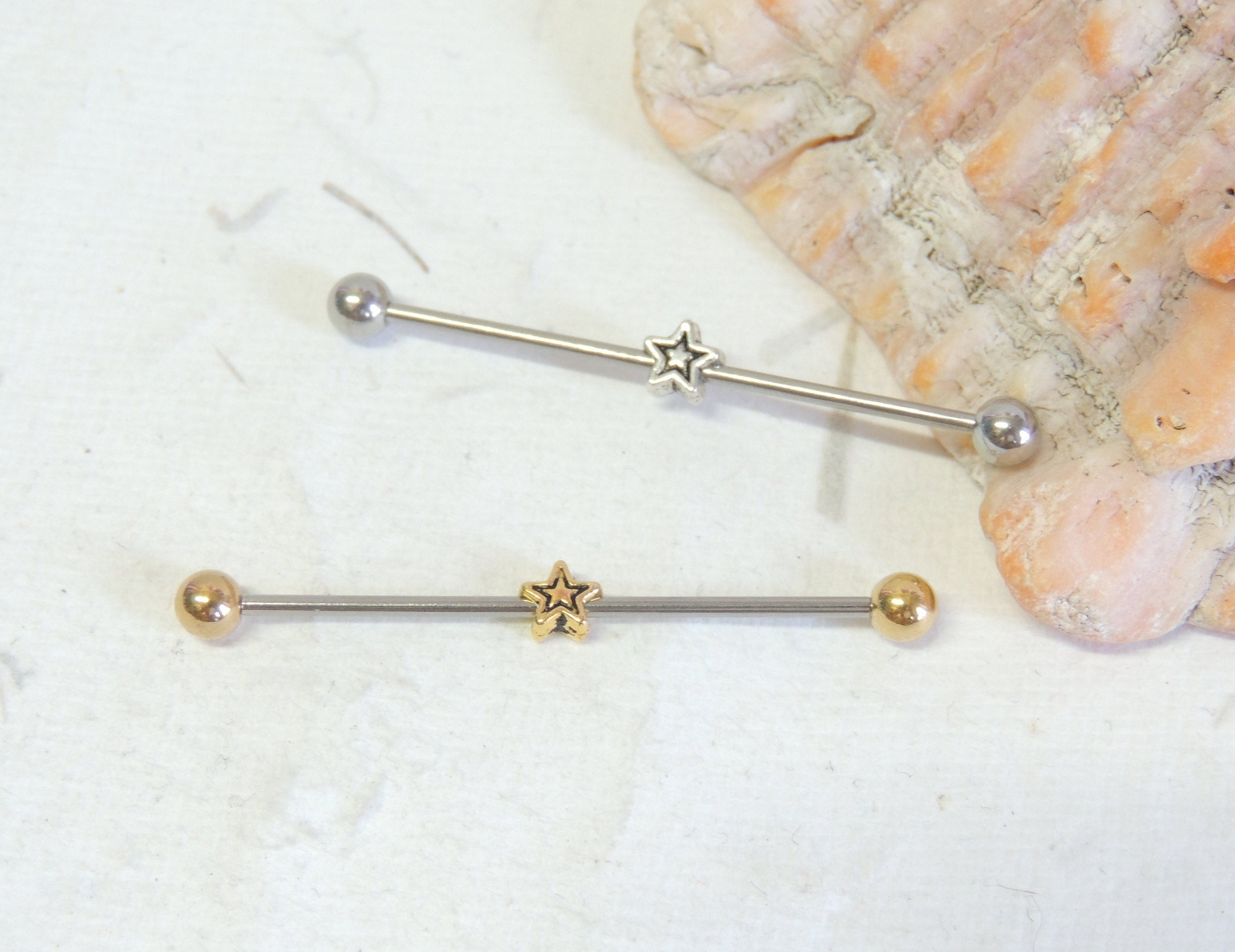 16g Star Industrial Barbell Surgical Steel Barbell Scaffold - Etsy