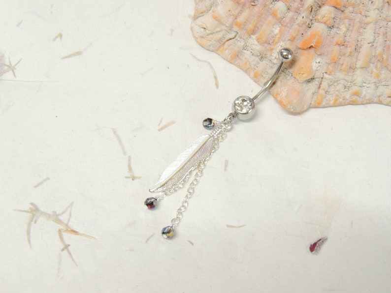 Boho Gypsy Tribal Feather Belly Button Ring, Silver Feather Belly Ring ...