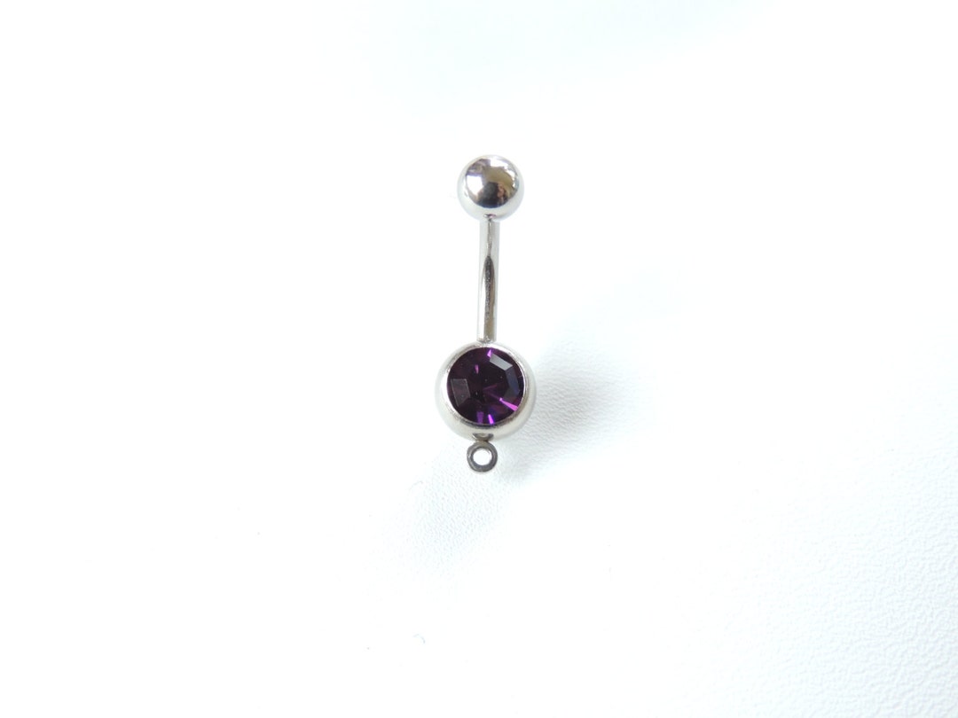 1 Pc Add a Charm Belly Ring With Dark Amethyst Stone, Belly Ring With ...