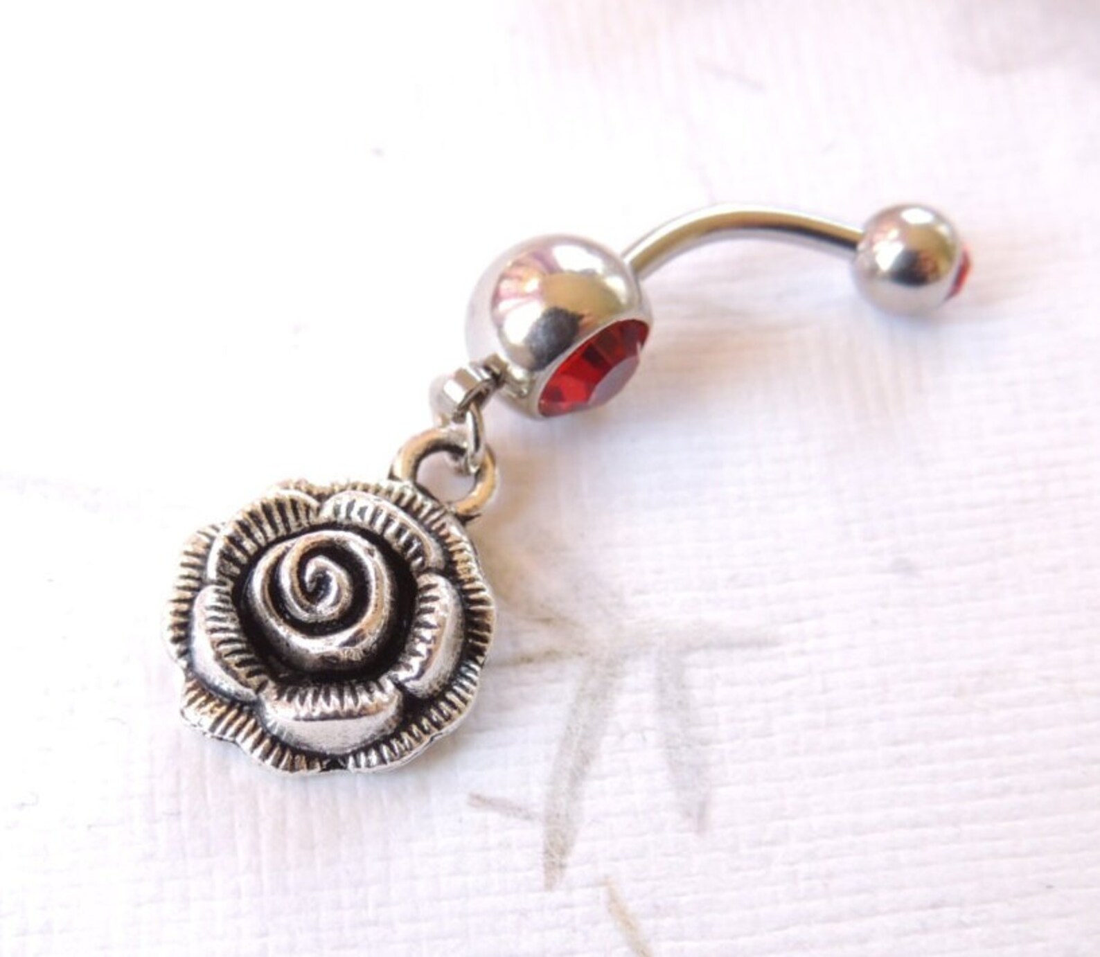 Rose Belly Button Ring Belly Button Jewelry Dangle Belly - Etsy