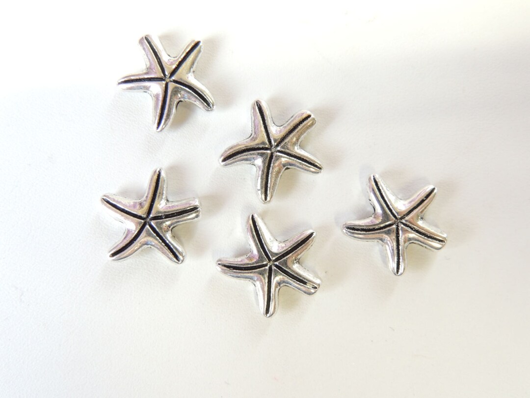Starfish Spacer Beads Antique Silver Tone, Starfish Charms, Nautical ...
