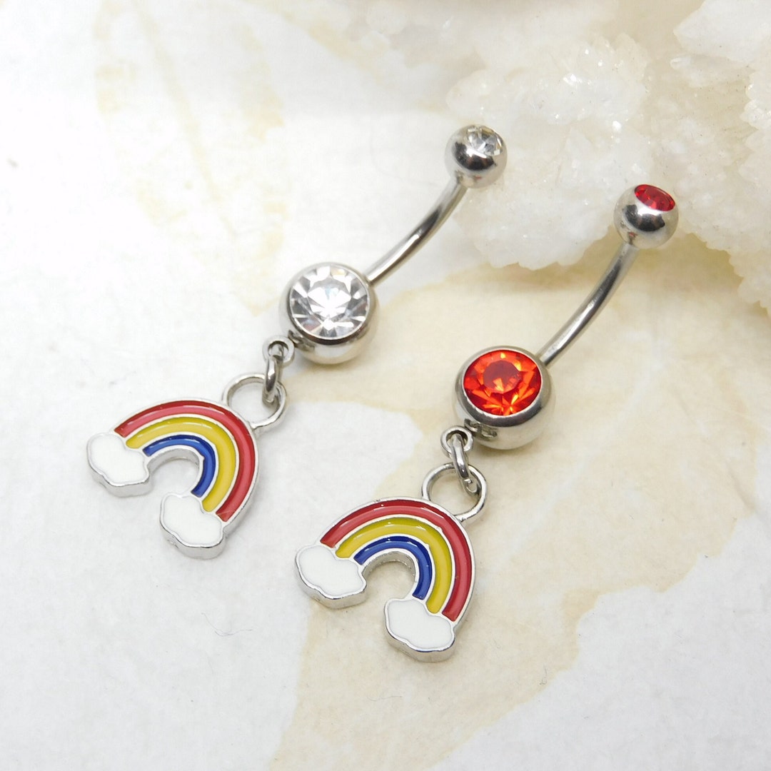 Rainbow Belly Ring You Choose Barbell Color, 14g Surgical Steel, Navel ...