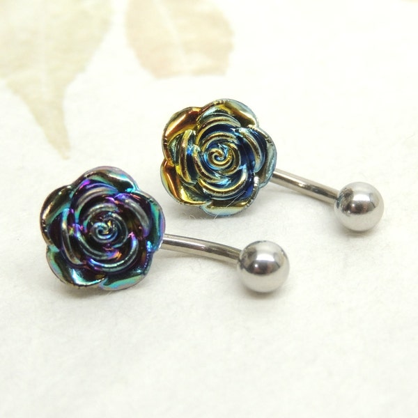 Rose Belly Ring - Etsy