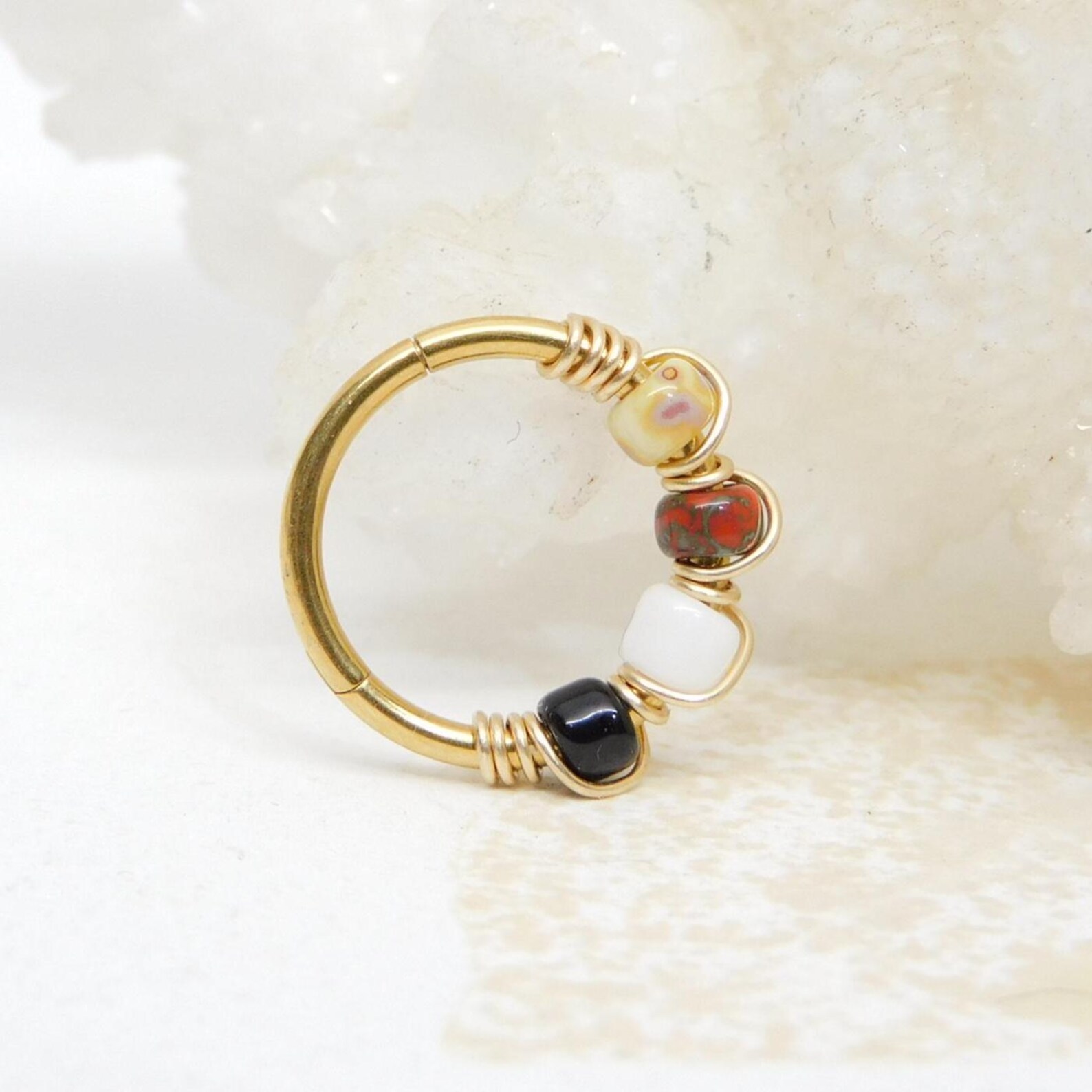 16g Ombre Picasso Bead Septum Clicker Hoop, Cartilage Earring, Hinged ...
