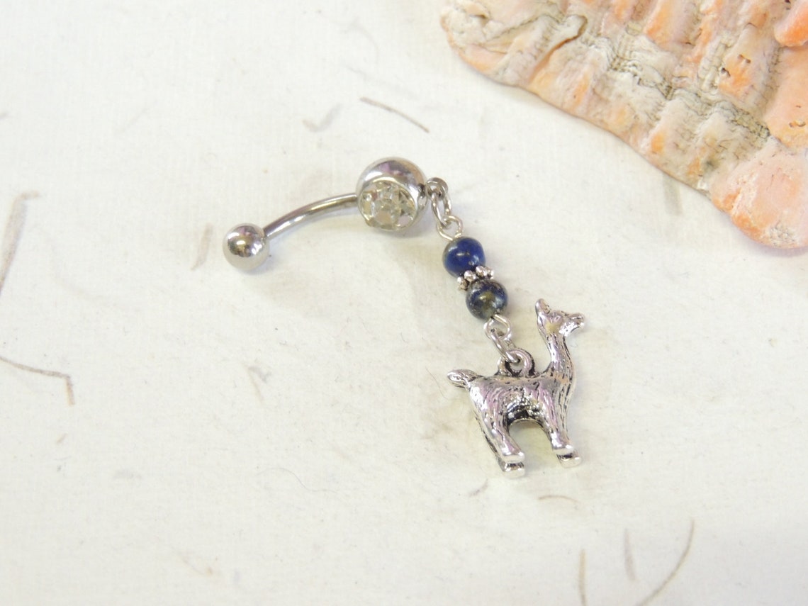 Llama Belly Ring You Choose Gemstone, Animal Belly Ring, Llama Alpaca ...