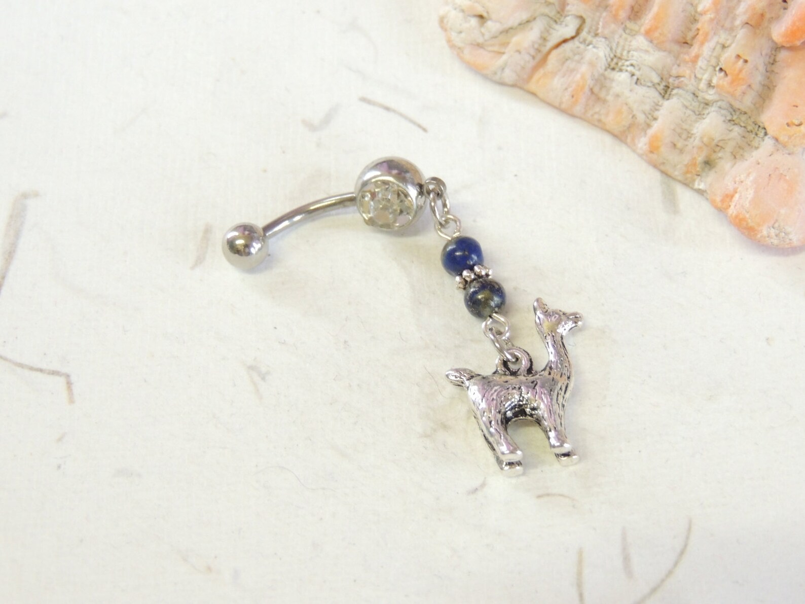 Llama Belly Ring You Choose Gemstone, Animal Belly Ring, Llama Alpaca ...