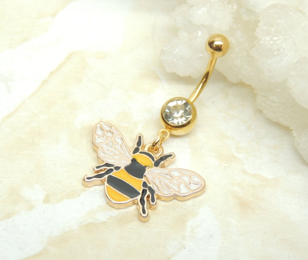 Bee Belly Navel Ring, Belly Button Jewelry, Gold Belly Rings, Cute ...