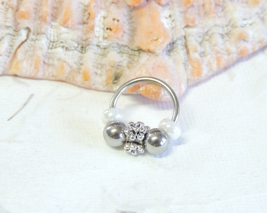 16g Septum Horseshoe Nose Ring, CBR Captive Bead Nose Ring, Orbital ...