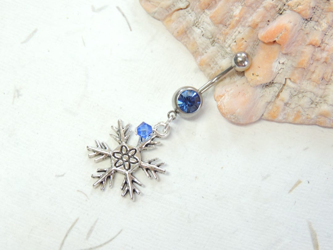 Snowflake Belly Button Ring, Belly Button Jewelry, Dangle Belly Ring ...
