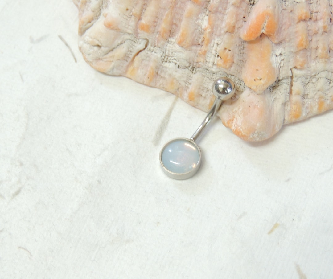 Opalite Belly Button Ring You Choose 8mm 10mm or 12mm, Sea Glass Belly ...