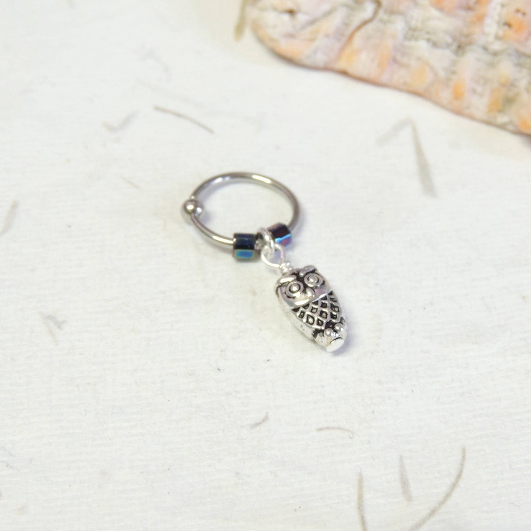 Owl Cartilage Hoop Earring You Choose Gauge and Hoop Diameter, CBR ...