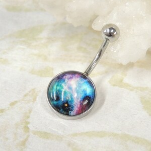 Galaxy Swirl Belly Button Navel Ring, Non Dangle Belly Ring, Simple ...
