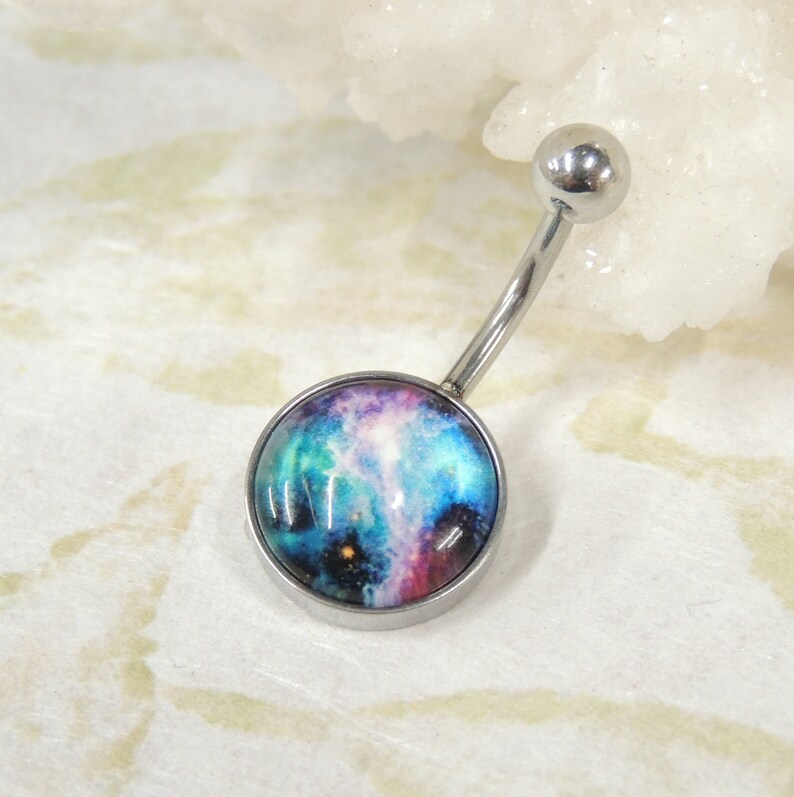 Galaxy Swirl Belly Button Navel Ring Non Dangle Belly Ring | Etsy