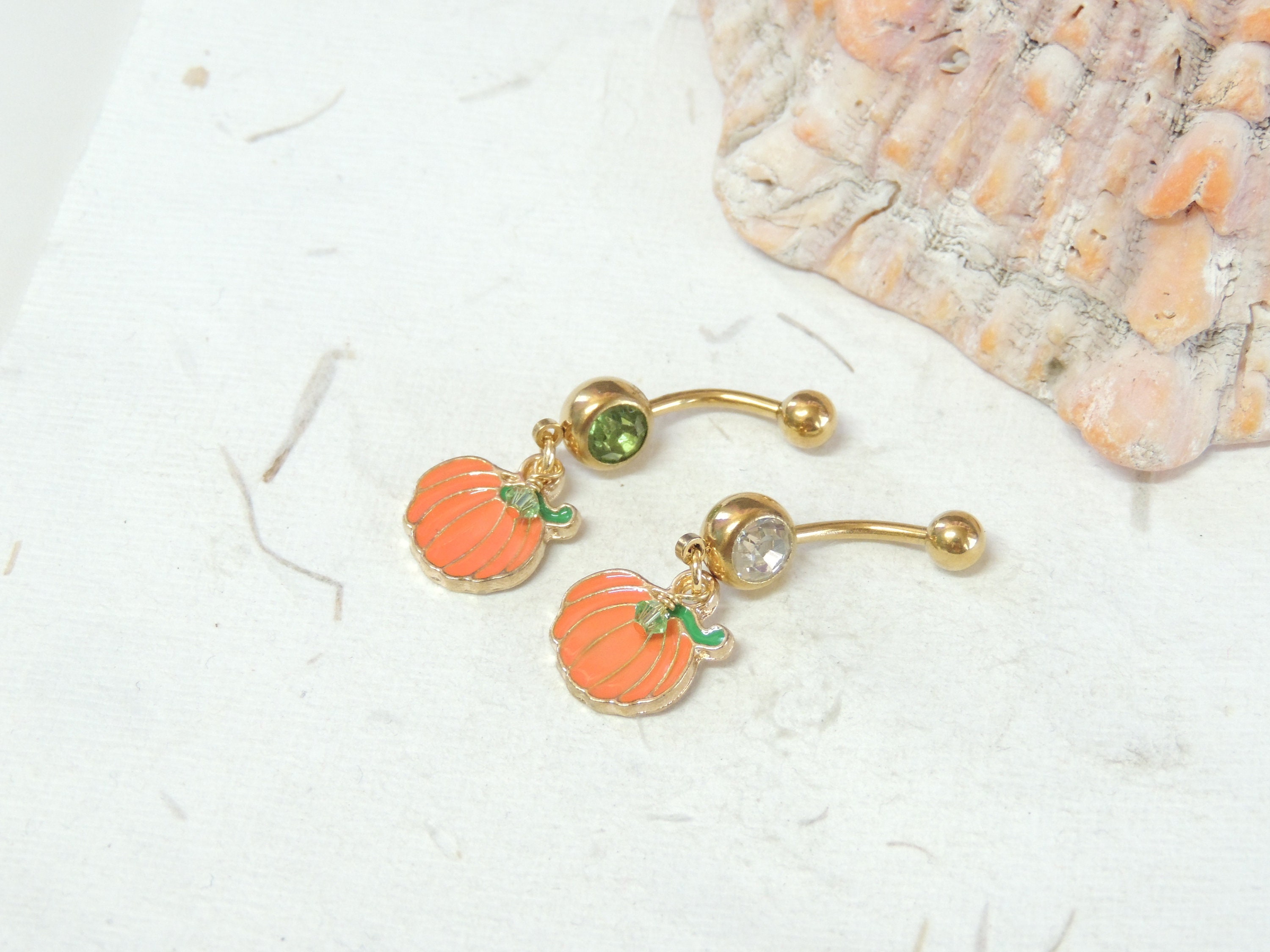 Golden Pumpkin Belly Button Navel Ring Fall Belly Ring Navel - Etsy