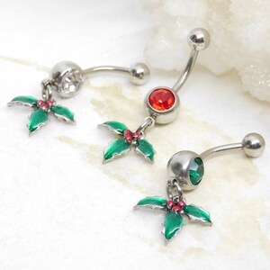 Christmas Holly Belly Ring, Christmas Belly Ring, Holiday Belly Ring ...