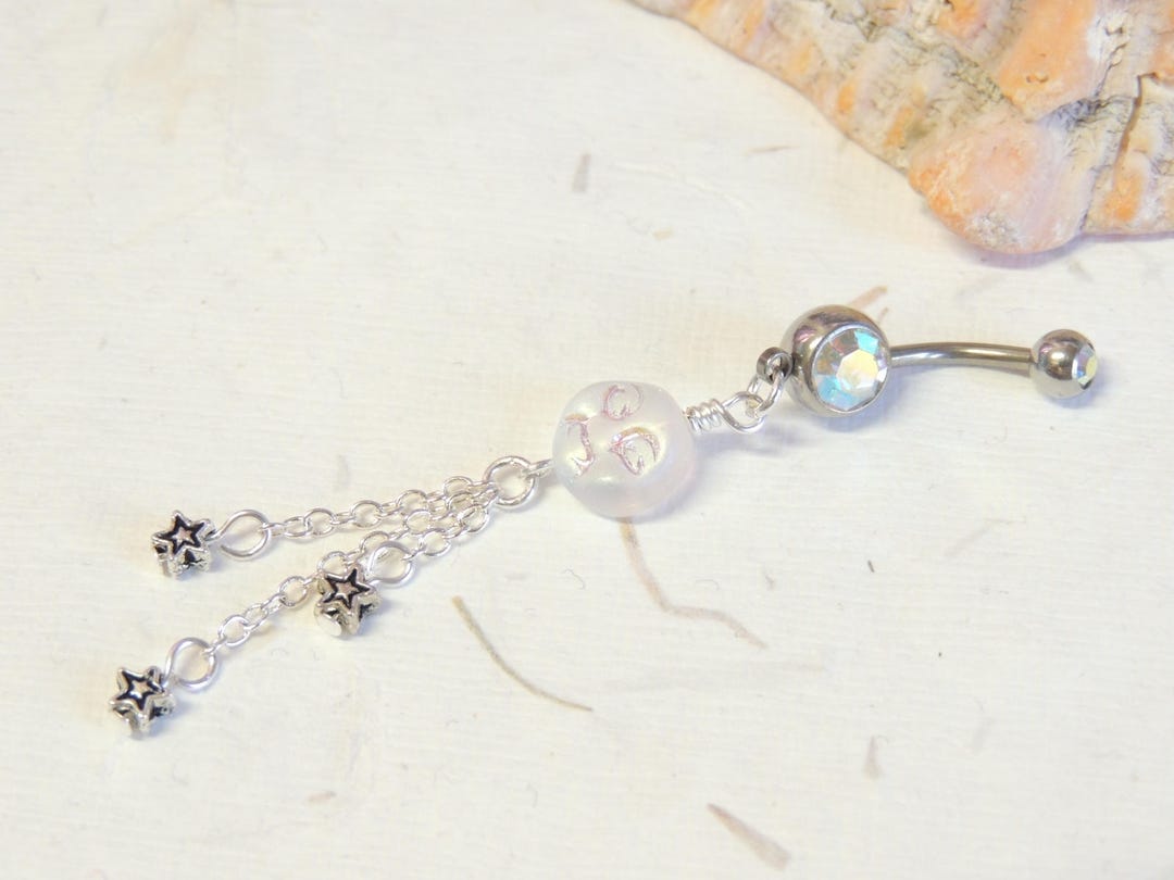 Moon and Stars Belly Ring You Choose Color, Belly Button Jewelry ...