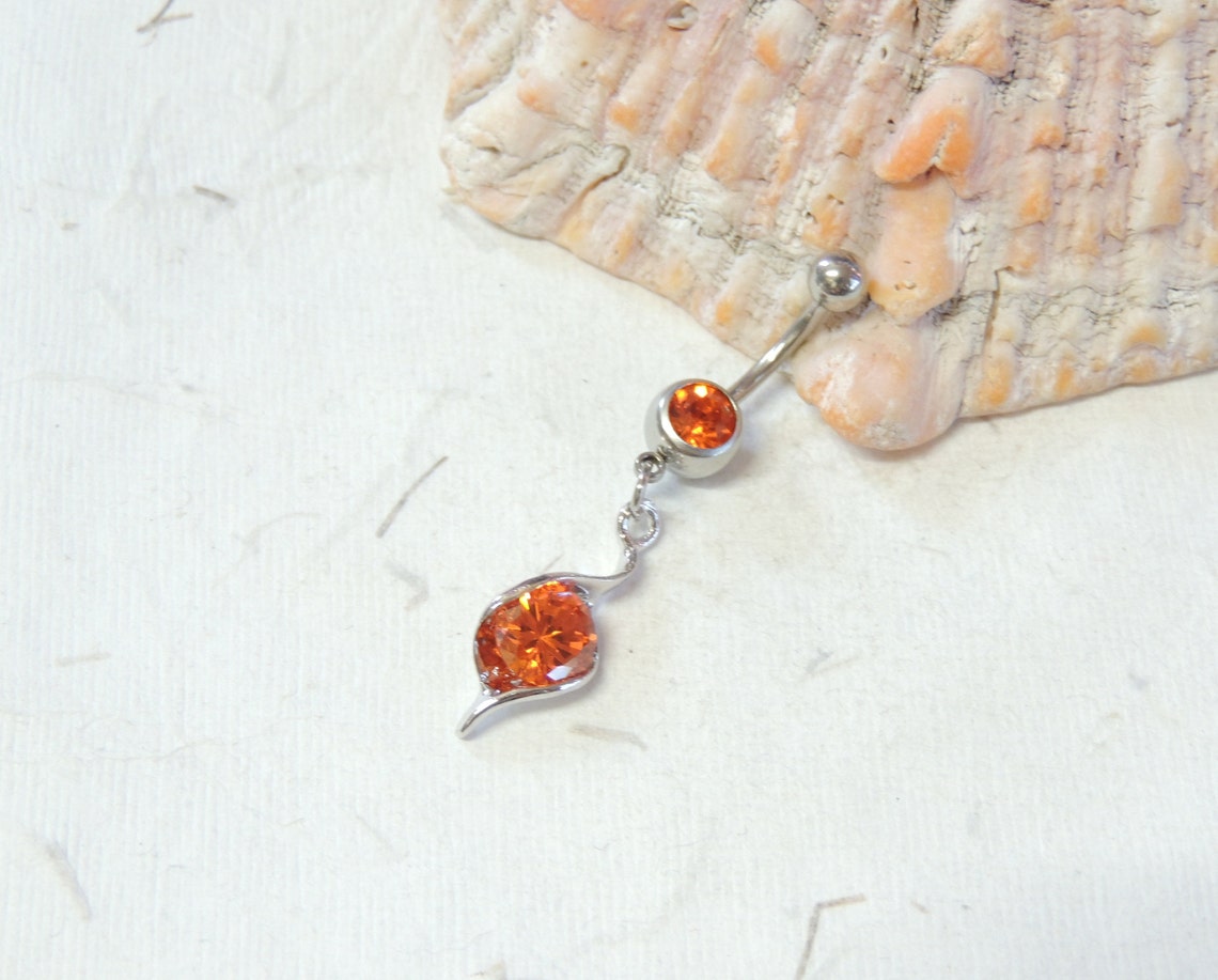 Red Crystal Twist Belly Ring, Belly Button Jewelry, CZ Belly Ring, 14g ...