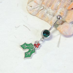 Christmas Holly Belly Ring Christmas Belly Ring Holiday | Etsy