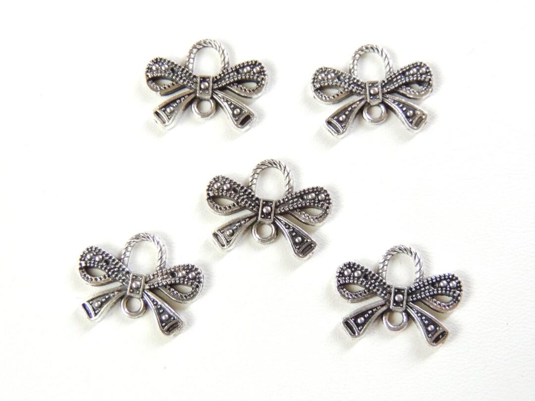 5 Pc. Bow Charm Bow Connector Charm Silver Charms DIY - Etsy