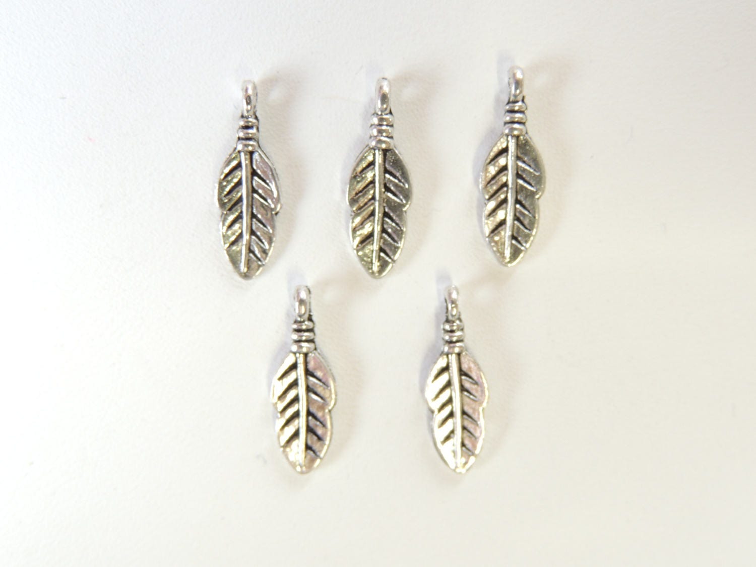 Mini Feather Charms 5 Pc 10 Pc Charms and Supplies Silver - Etsy