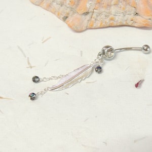 Boho Gypsy Tribal Feather Belly Button Ring, Silver Feather Belly Ring ...