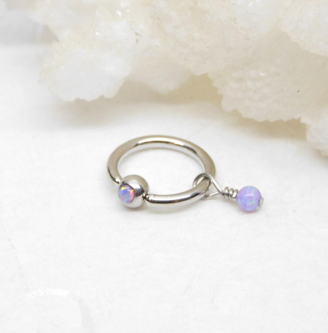 Lavender Opal Cartilage Hoop Earring, 14g 16g Surgical Steel Hoop, CBR ...