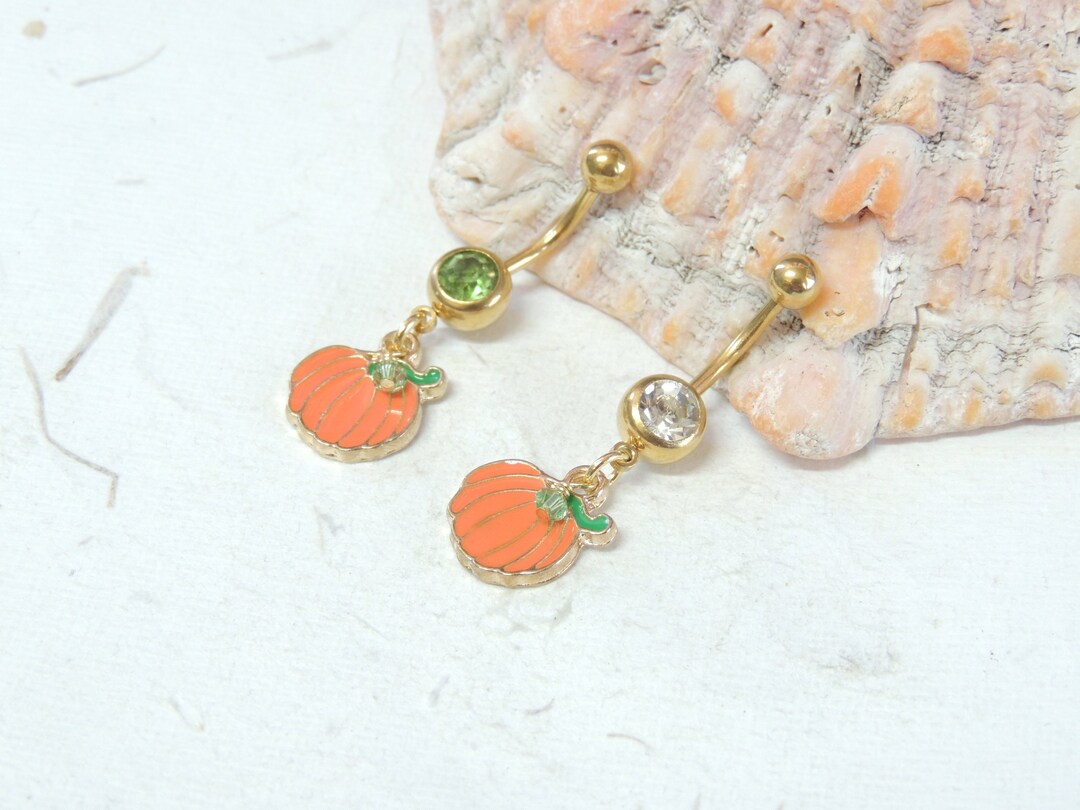 Golden Pumpkin Belly Button Navel Ring, Fall Belly Ring, Navel ...