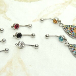 Multi Colored Ombre Belly Ring You Choose Barbell Gem Color, Teardrop ...