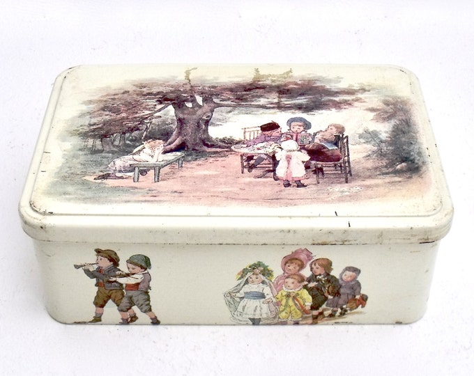Vintage French Metal Charming Children Massilly Tin Treasures Keepsakes ...