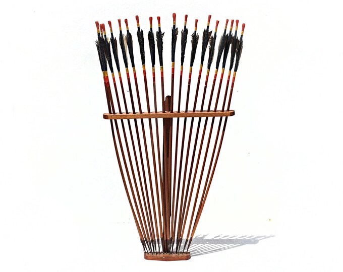 French Vintage Arrows Cedar Wood on Stand /feathers /archery /cave ...