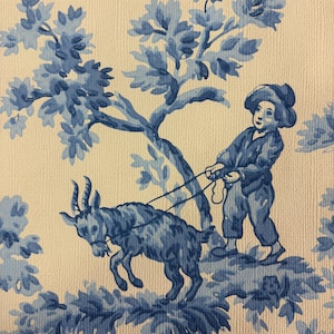 Antique French Paris Blue Toile Wallpaper - Early 20th Century -roll 7 ...