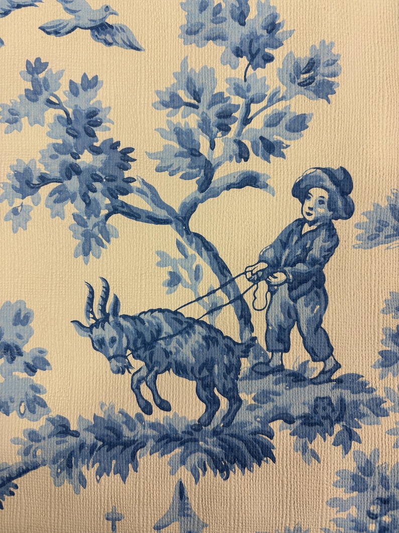 Antique French Paris Blue Toile Wallpaper - Early 20th Century -roll 6 ...