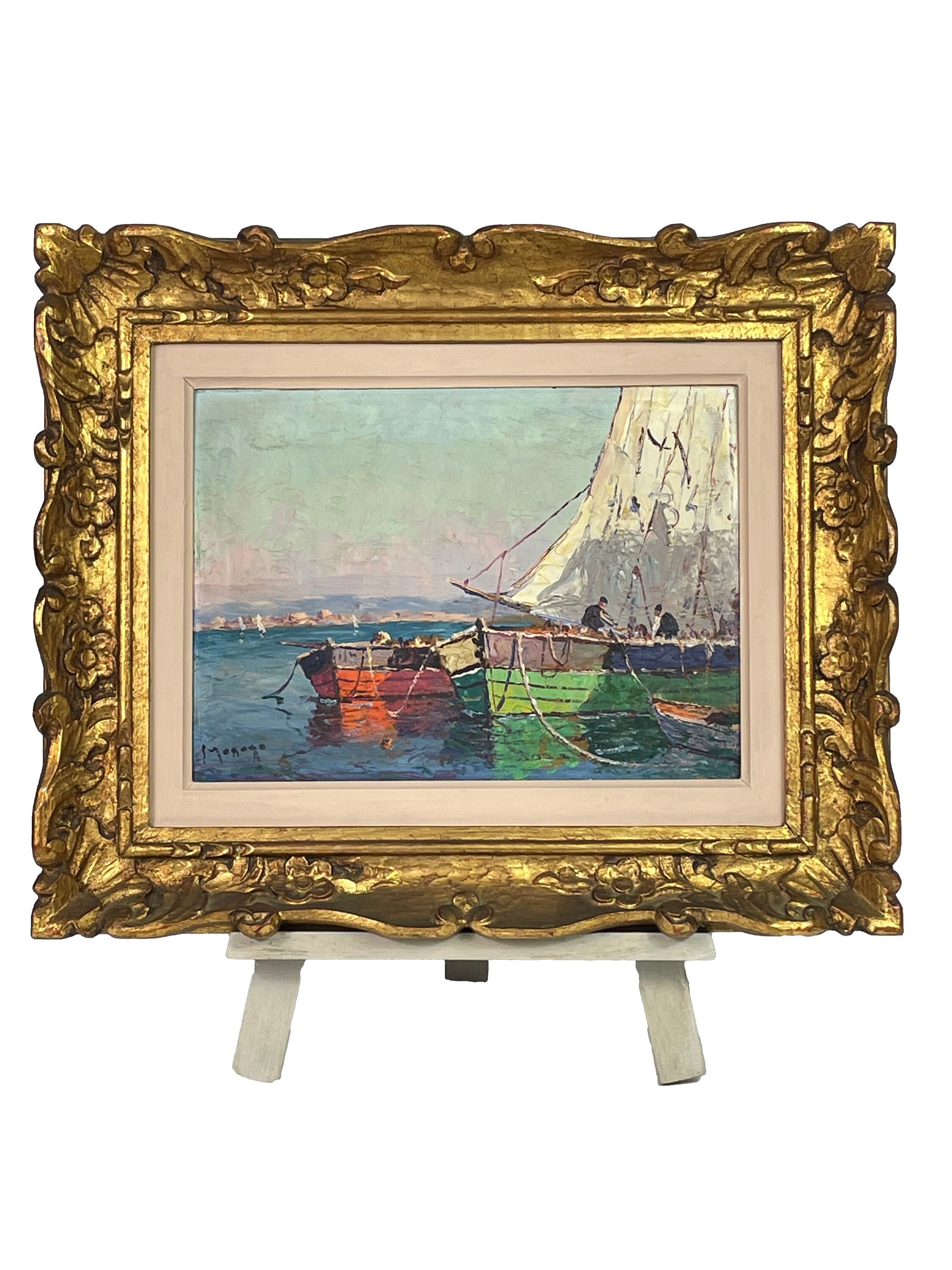 French Vincent Manago Oil Painting Fishing Boats Martigues in - Etsy Australia