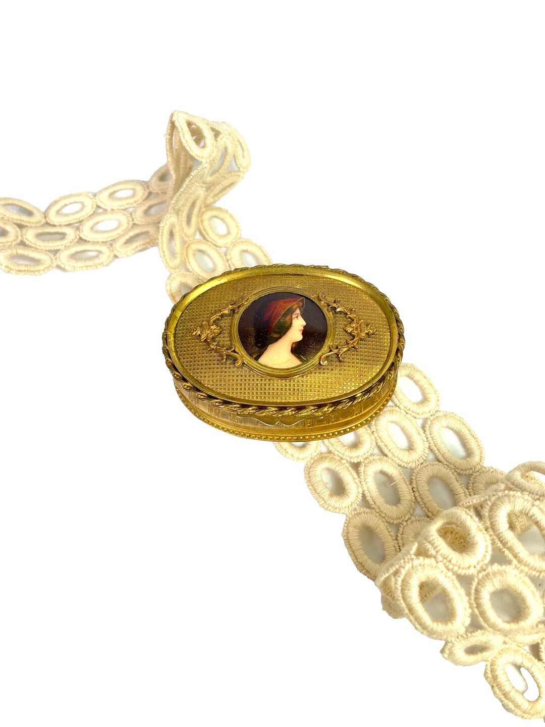 French Art Nouveau Gilded Ring Casket Enamel on Porcelain Cameo - Etsy