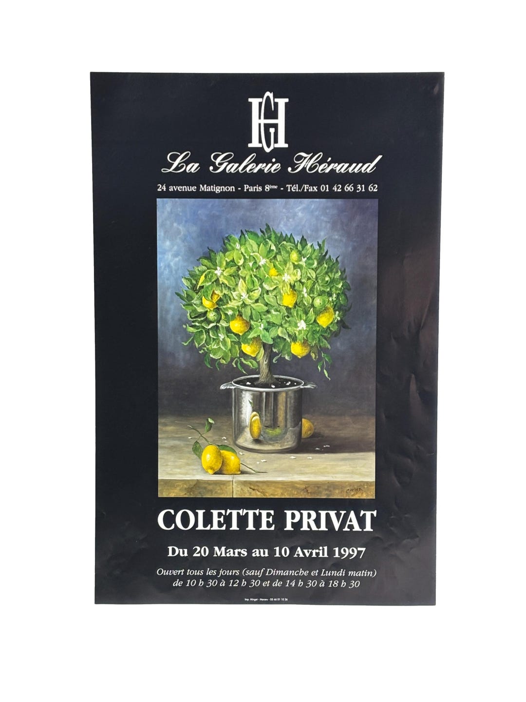 Vintage French Genuine Exhibition Poster Colette Privat Lemon Tree ...