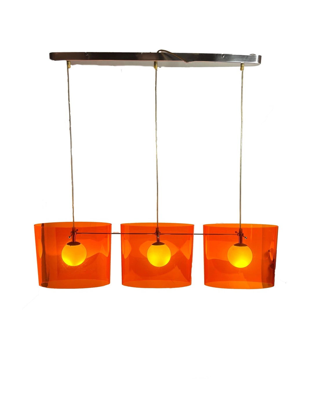 Vintage Triple Hanging Light Modiss Orange Retro Styling /dining ...
