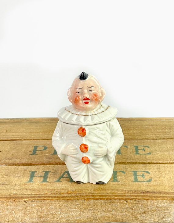 Porcelain Mustard Pot Laughing Clown Condiment Unique Rare / - Etsy