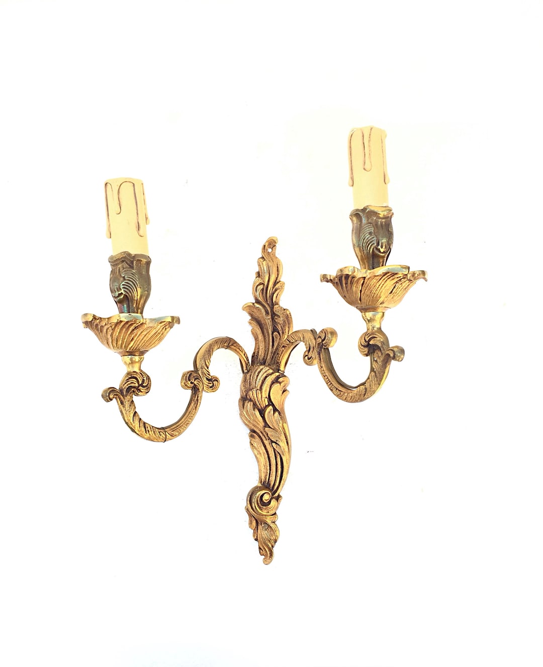 Large French Rococo Baroque Acanthus Leaves Style Ormolu Wall Light ...
