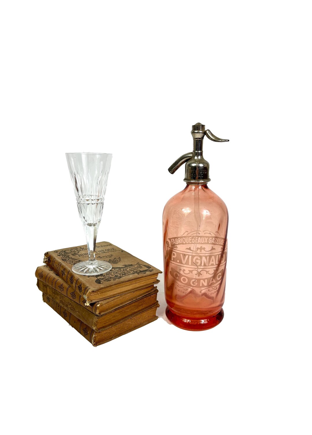 French Soda Siphon RARE Cognac Pink Rose Seltzer Bottle Syphon - 1941 ...